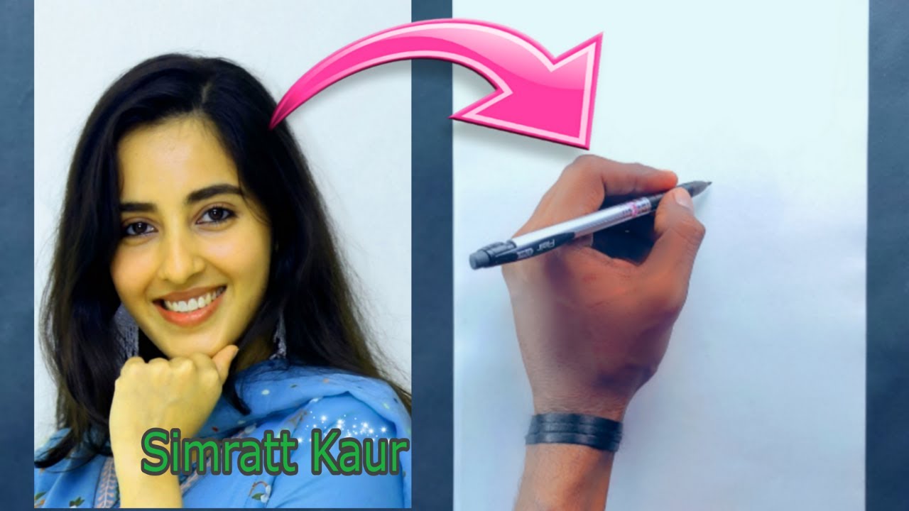 How To Draw Simratt Kaur | Pencil Outline Drawing | Simratt Kaur ...