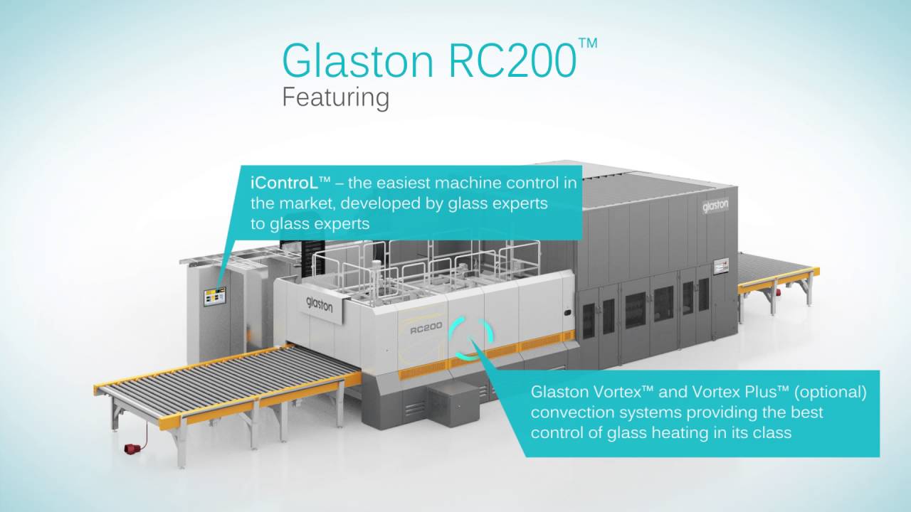 Glaston RC200 flat glass tempering furnace - YouTube