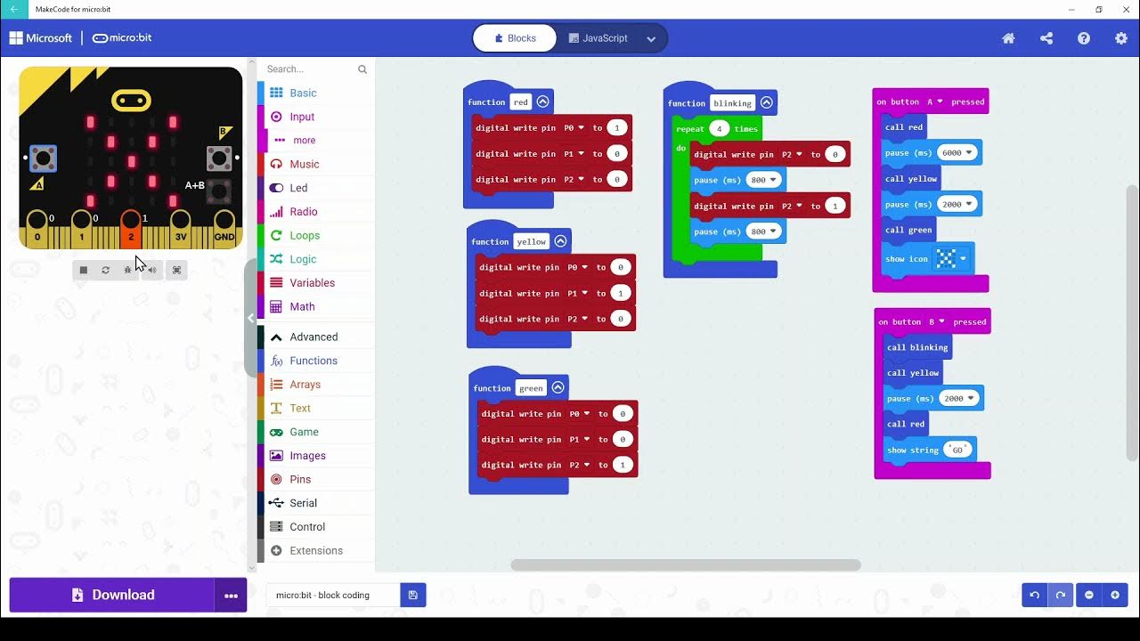 Traffic light sequence on BBC micro:bit - YouTube