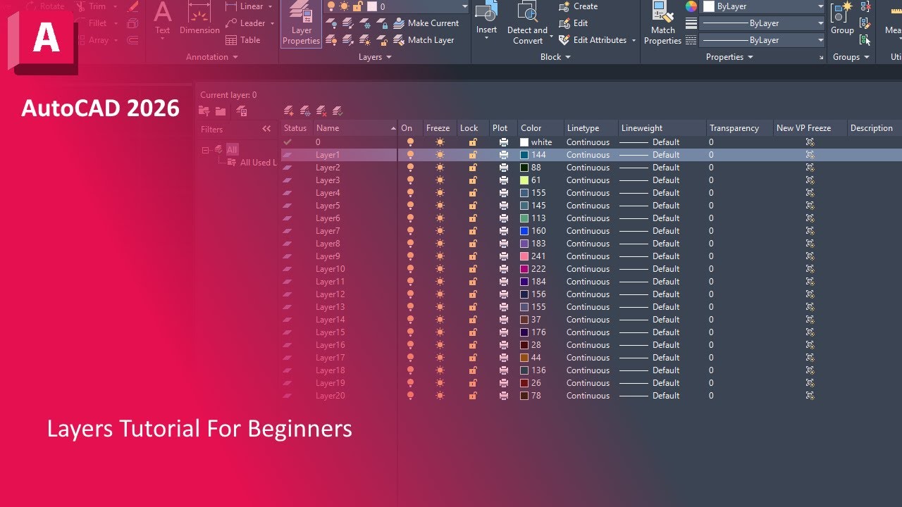 AutoCAD Layer Tutorial For Beginners! - YouTube