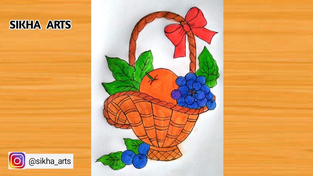 Fruit Basket Drawing With Color