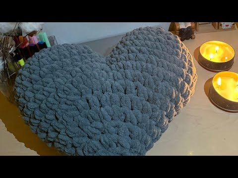 Alize puffy ile kalpli yastık yapımı# büyük#kalpli# yastık