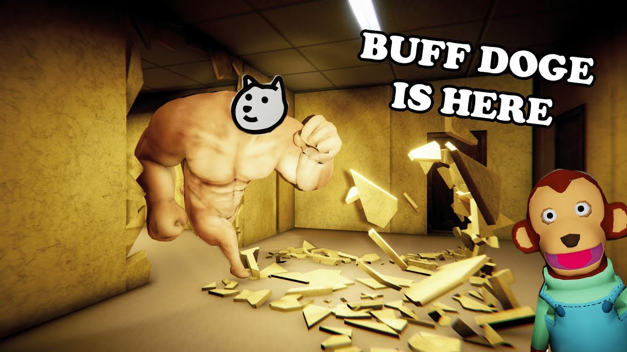 RUNNING FROM BUFF DOGE IN THE BACKROOMS - BACKROOMS BUFF DOGE HORROR ...