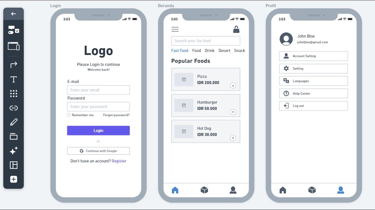 Wireframe aplikasi mobile menggunakan whimsical - YouTube