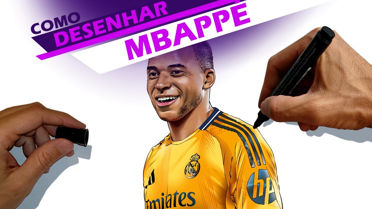 Kylian Mbappé, jogador do Real Madrid - Como desenhar / How to draw ...