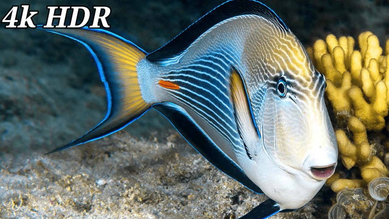 4k Triggerfish & Surgeonfish Aquarium. Underwater Tropical fish, Coral ...