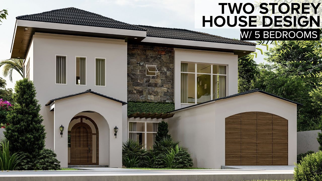 Two Storey House Design with 5 Bedrooms and Swimming Pool - YouTube