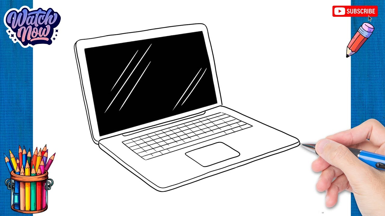 How to draw Laptop - Electronic Devices Drawing - YouTube