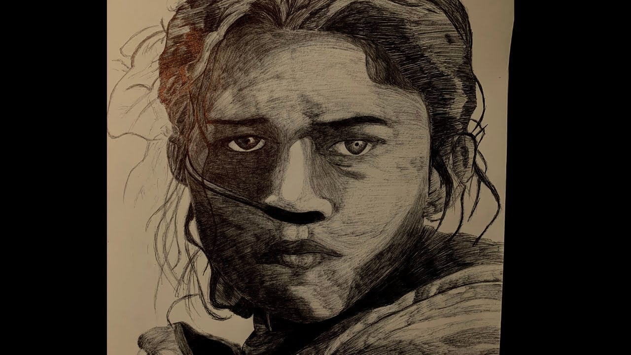 DUNE CHANI BALLPOINT PEN DRAWING (ZANDAYA) - YouTube
