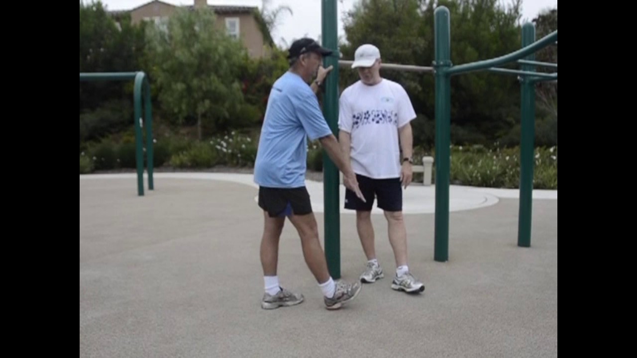 Dynamic Stretching Gastrocnemius with pole - YouTube
