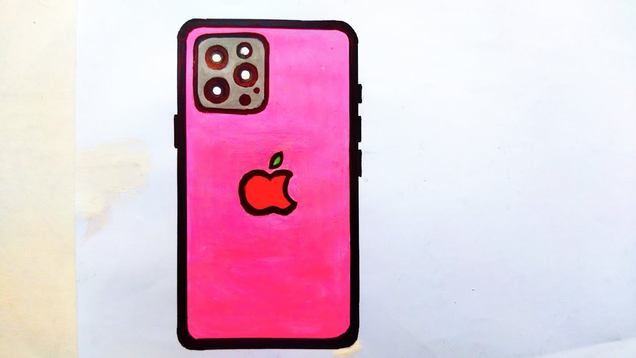 HOW TO DRAW APPLE iPHONE 14 PRO MOBILE PHONE- Easy step by step ...