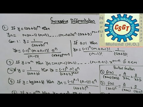 Successive Differentiation/Engineering maths/Formulas/MCQ - YouTube
