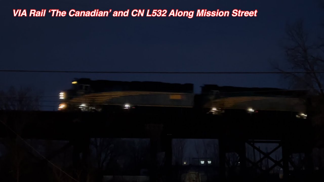 VIA Rail Passenger Train The Canadian’ and CN Local Train L532 Along ...