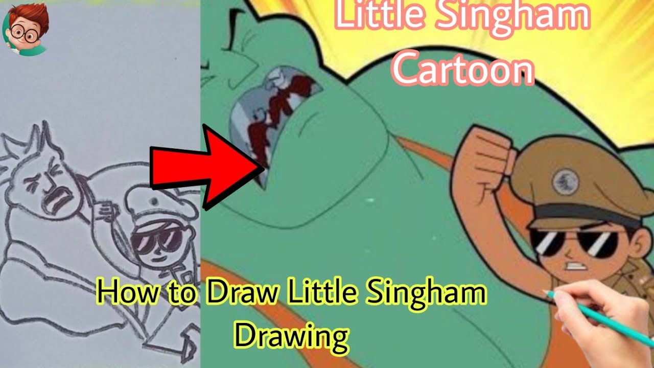 Little Singham Drawing | Little Singham Drawing easy Simple - YouTube