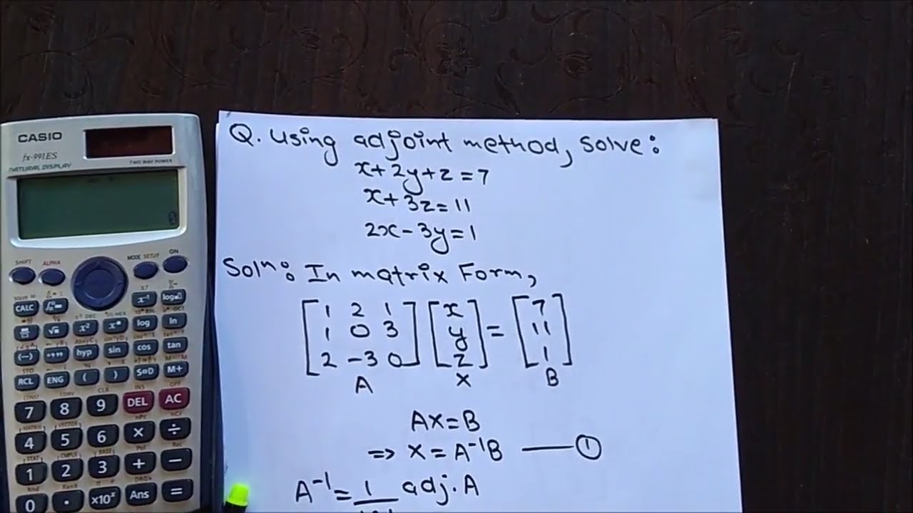 Matrix Solution Of System Of Linear Equations By Adjoint Method Using