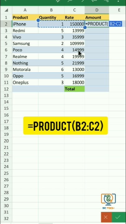 Use Product Formula In Excel Mobile Excel How To Use Excel Product Formula Excelhacks