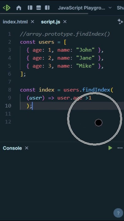 Javascript Tricks Array Prototype Findindex Method Shorts Codingshorts Youtube