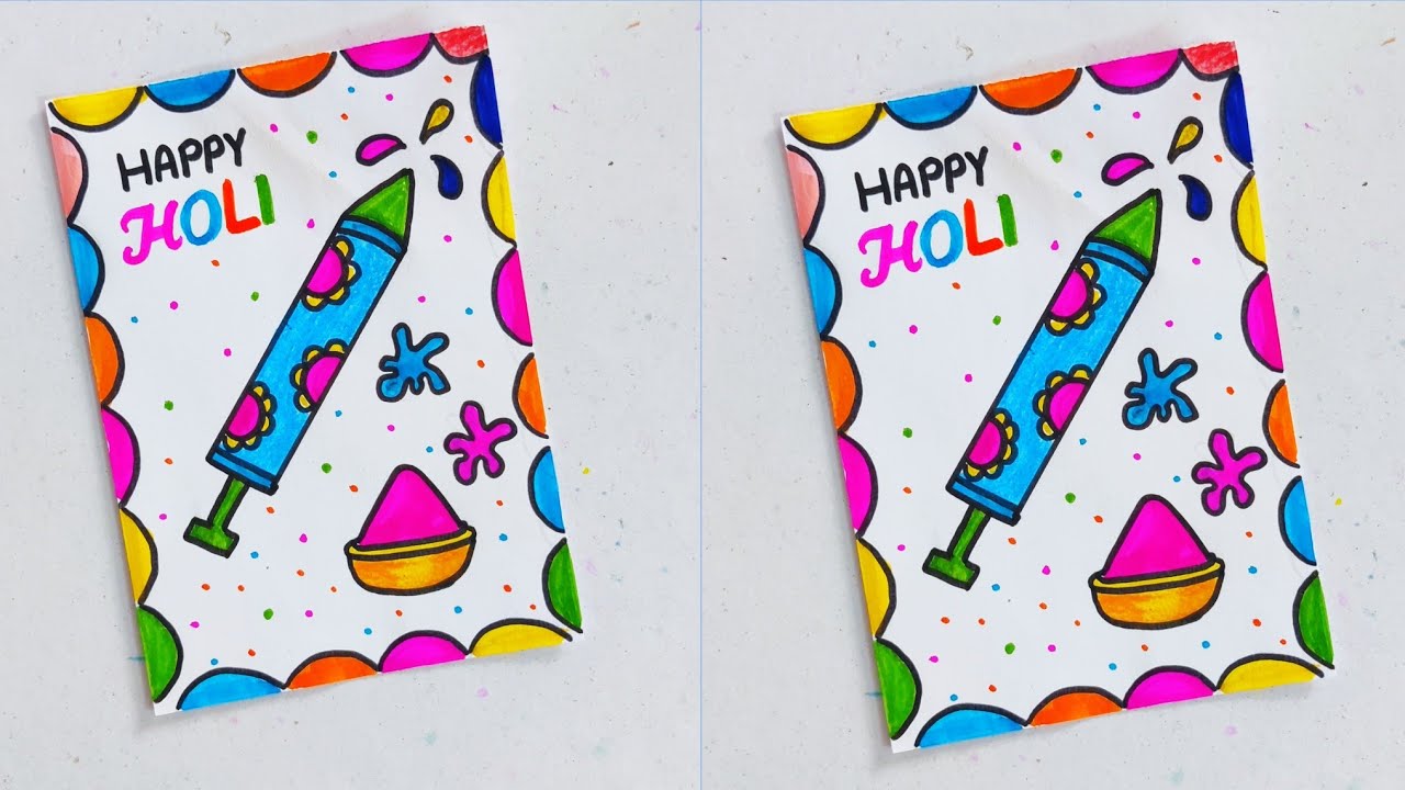 Easy & Beautiful white paper Happy Holi Card making |DIY Happy holi ...