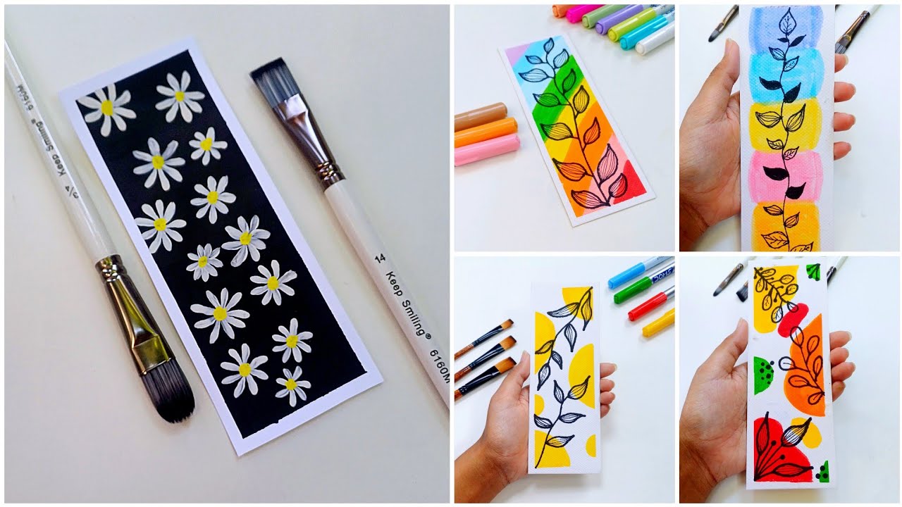 5 Easy bookmark painting for beginners - YouTube