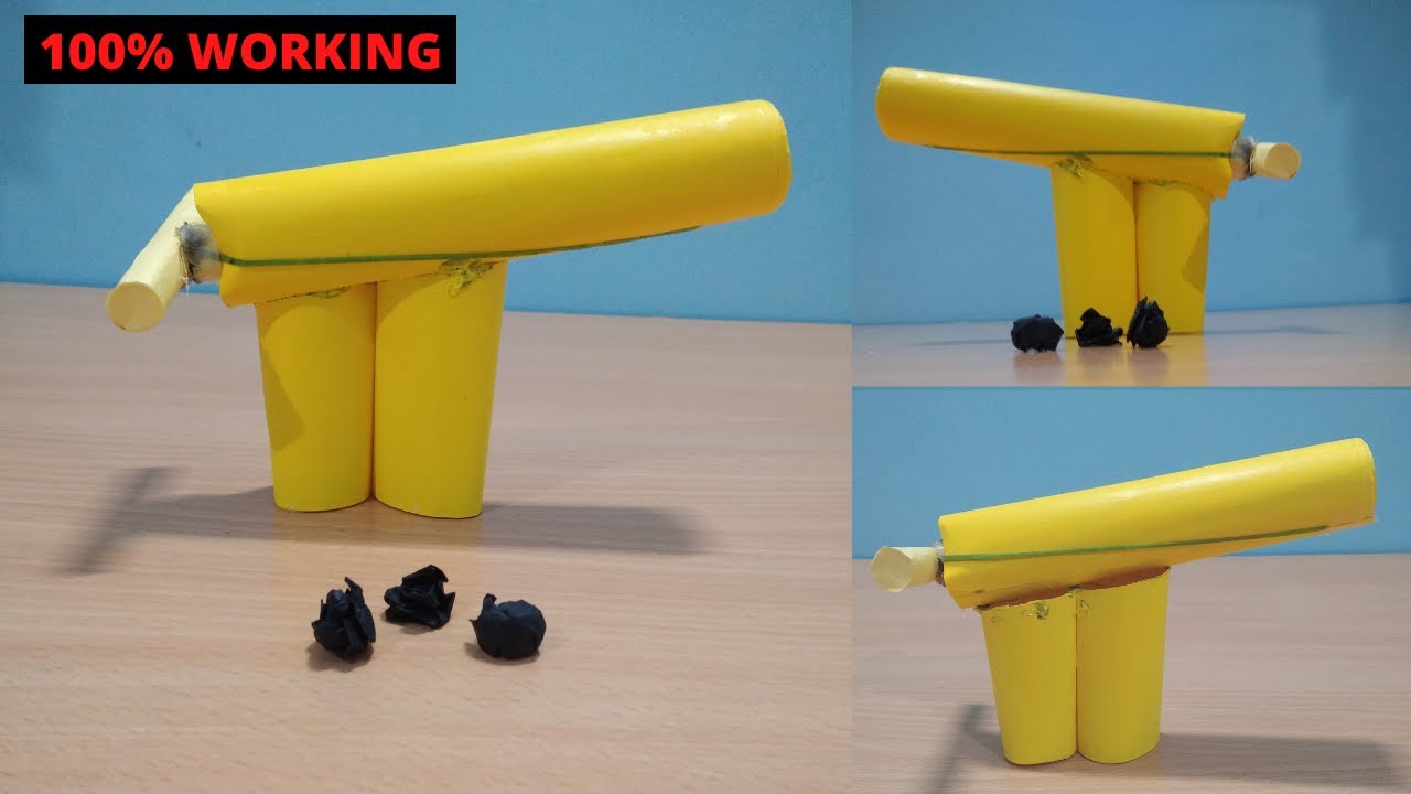 How to make paper gun that shoot paper ball | DIY- very powerful paper ...