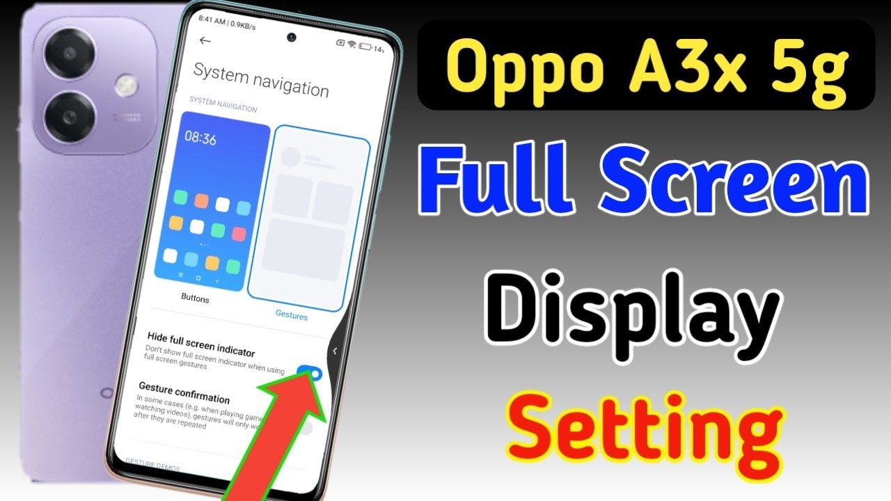 Oppo a3x 5g full screen mode settings | How to use full screen display ...