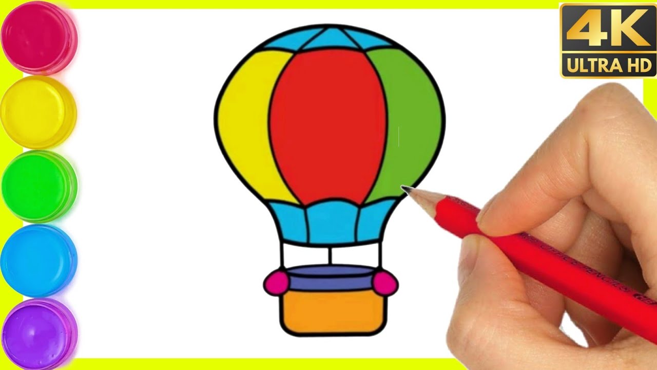 How to draw an hot 🔥 air Balloon // Easy way step by step air Balloon🎈 ...