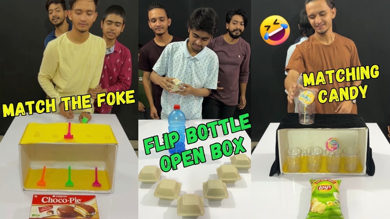 Bottle Standing Open Box challenge; Matching Foke | Challenge || @Aky ...