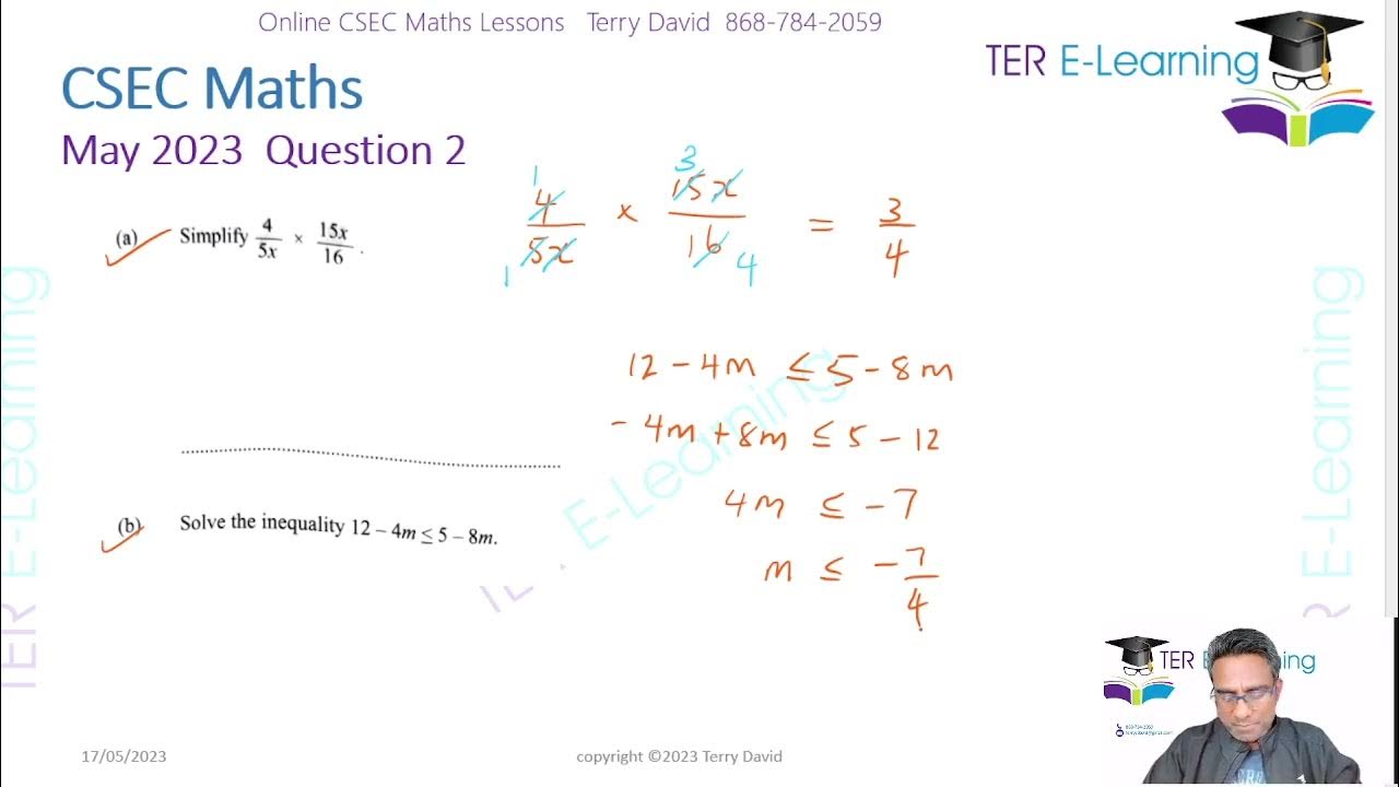 CSEC Maths - May 2023 Solutions (Terry David) - YouTube