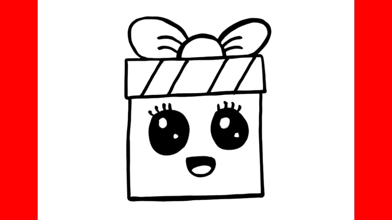 how to draw easy gift box Drawing and coloring for kids toddlers - YouTube