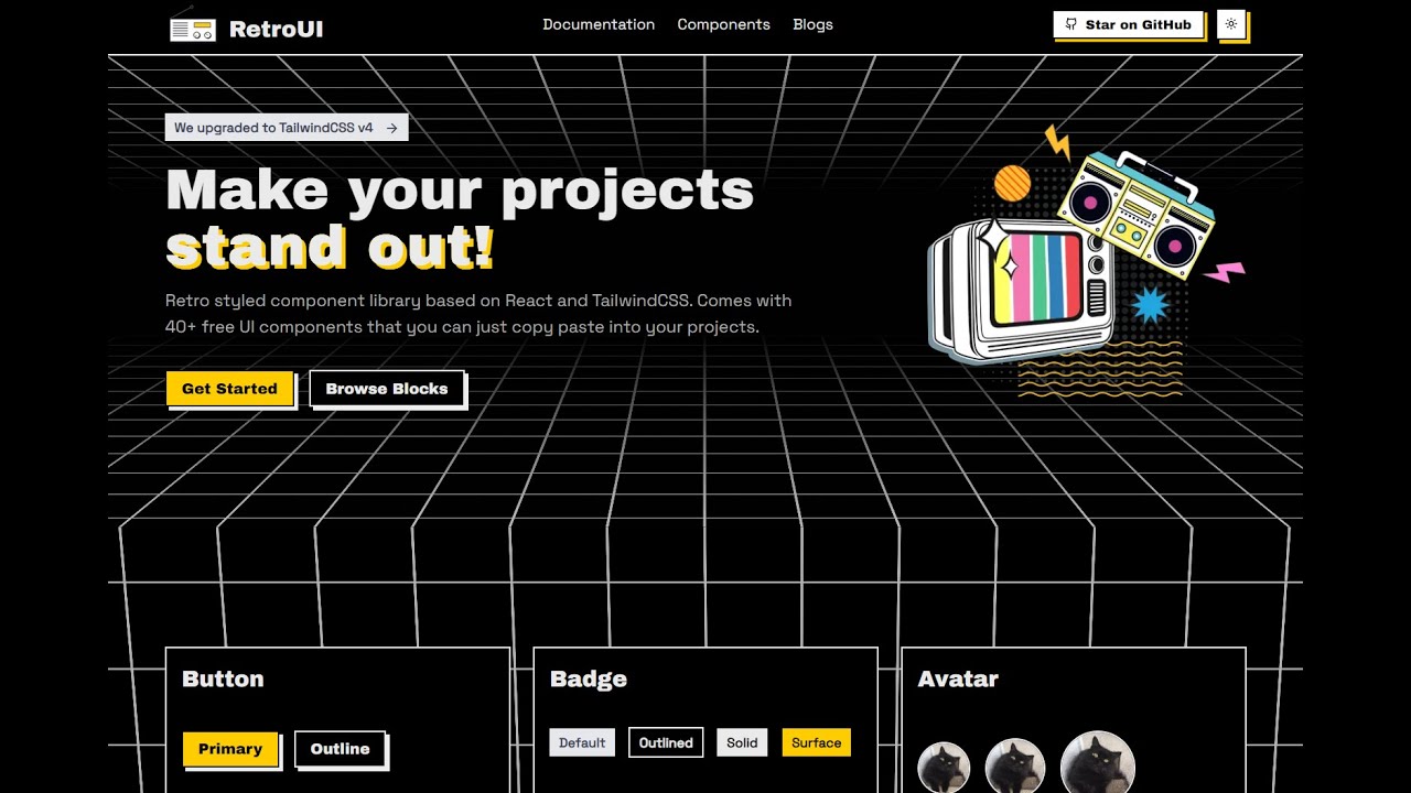 Retro UI: Neobrutalist-style UI Component Library for Next.js - YouTube