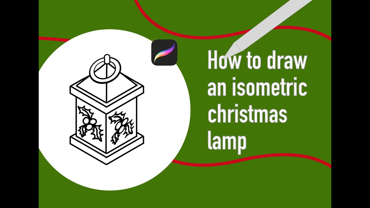 How to draw an isometric christmas lamp - YouTube