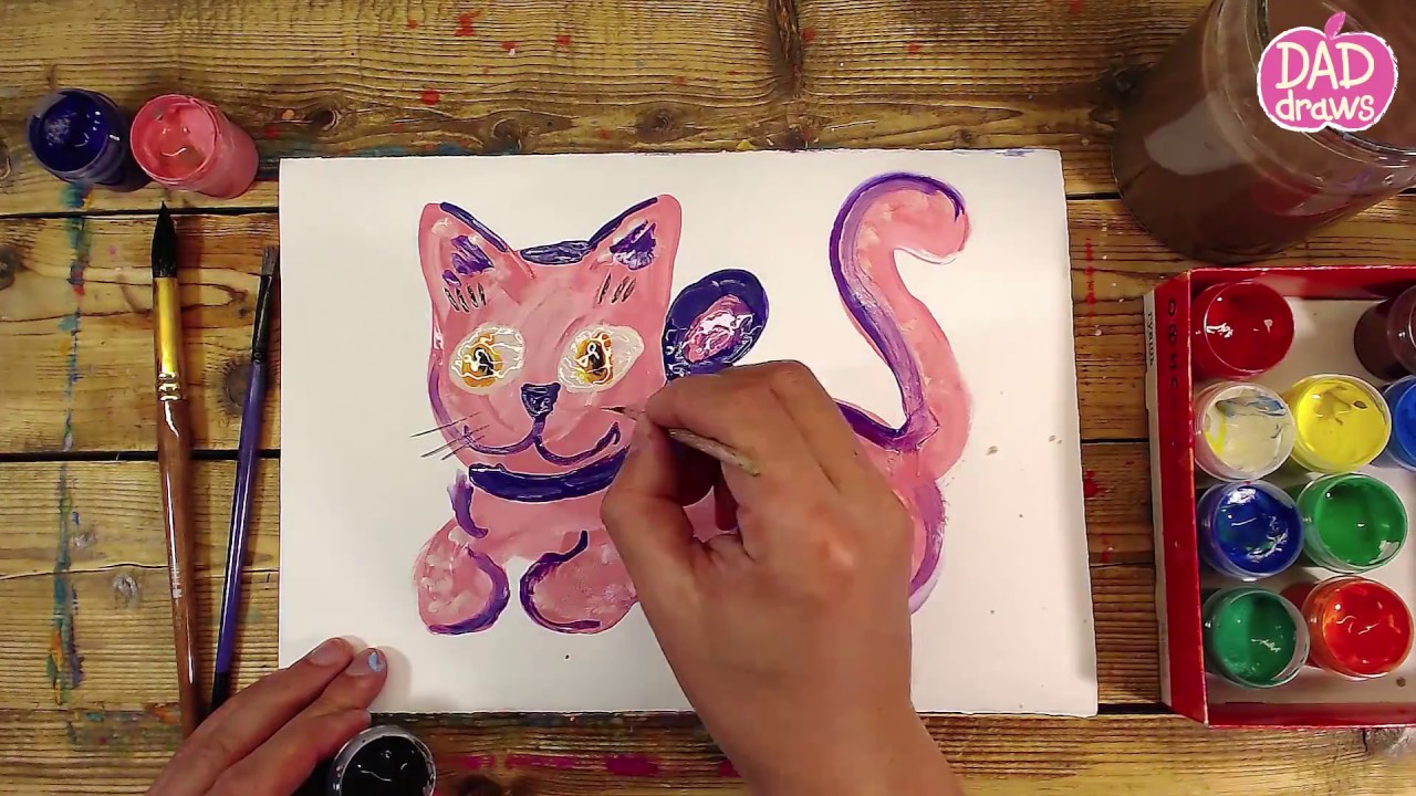 How to draw a Pink Cat - YouTube