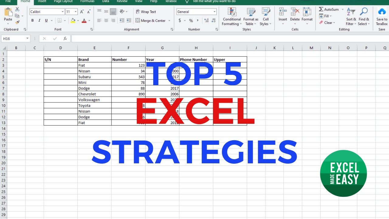 Top 5 Excel Strategies for Beginners - YouTube