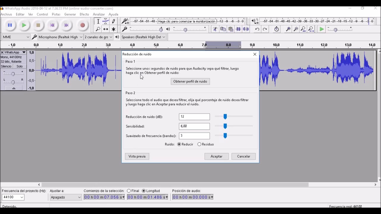 Videotutorial Audacity reducción de ruido - YouTube