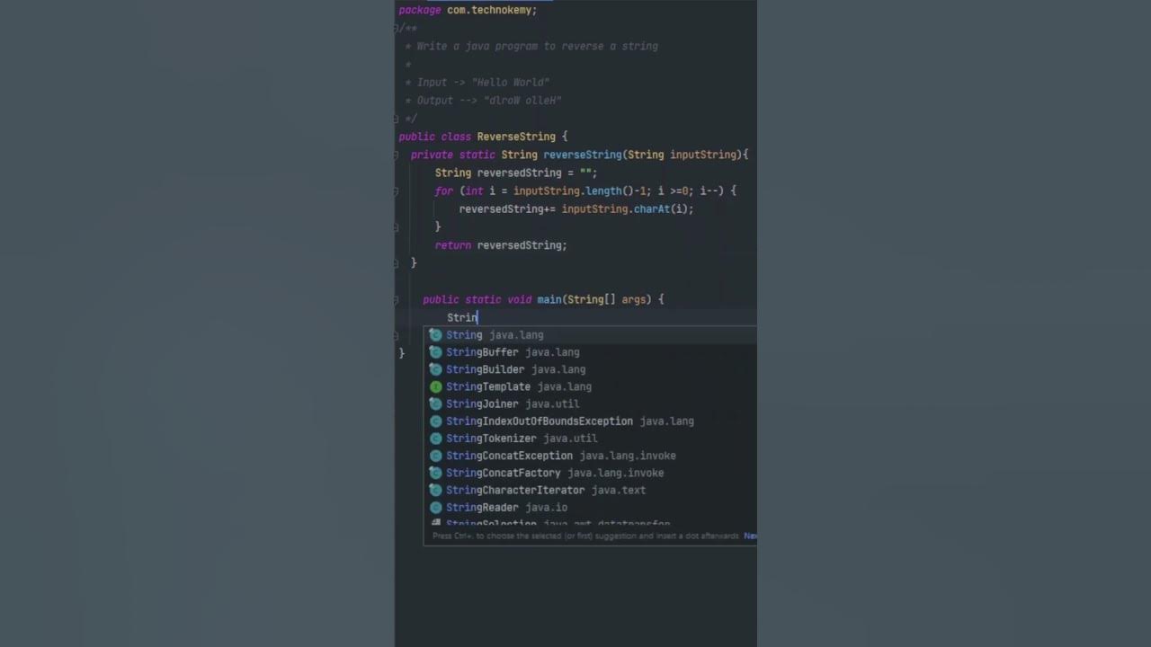 How To Reverse A String In Java Java Shorts Subscribe Javacode Javaprogramming 7240