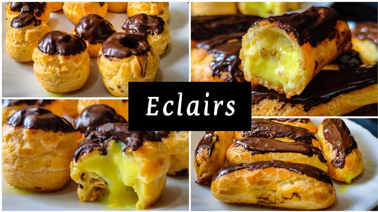 Eclair | How to make Eclair & Profiteroles with eggless filling |Quick ...