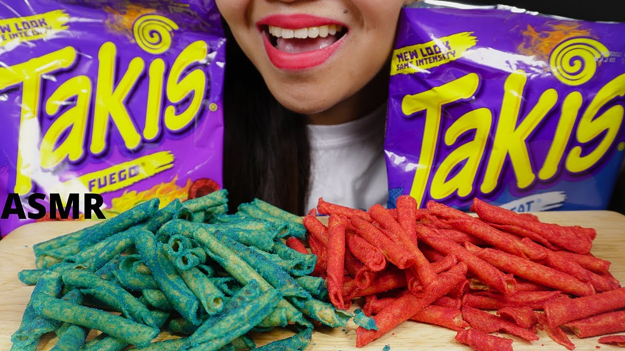 ASMR EATING TAKIS | BLUE HEAT TAKIS + TAKIS FUEGO | CRUNCHY EATING ...