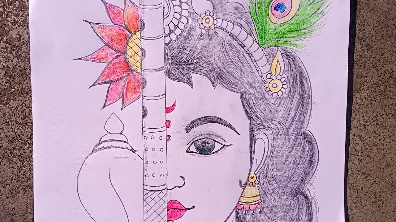Easy Drawing Of Krishna For Beginners | Lord Krishna Drawings Step By ...