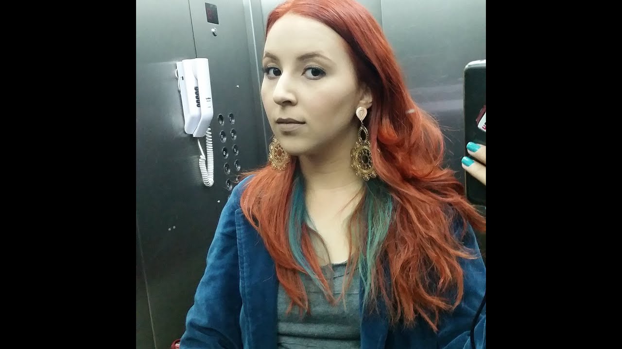 CABELO RUIVO COM MECHAS TURQUESA - YouTube