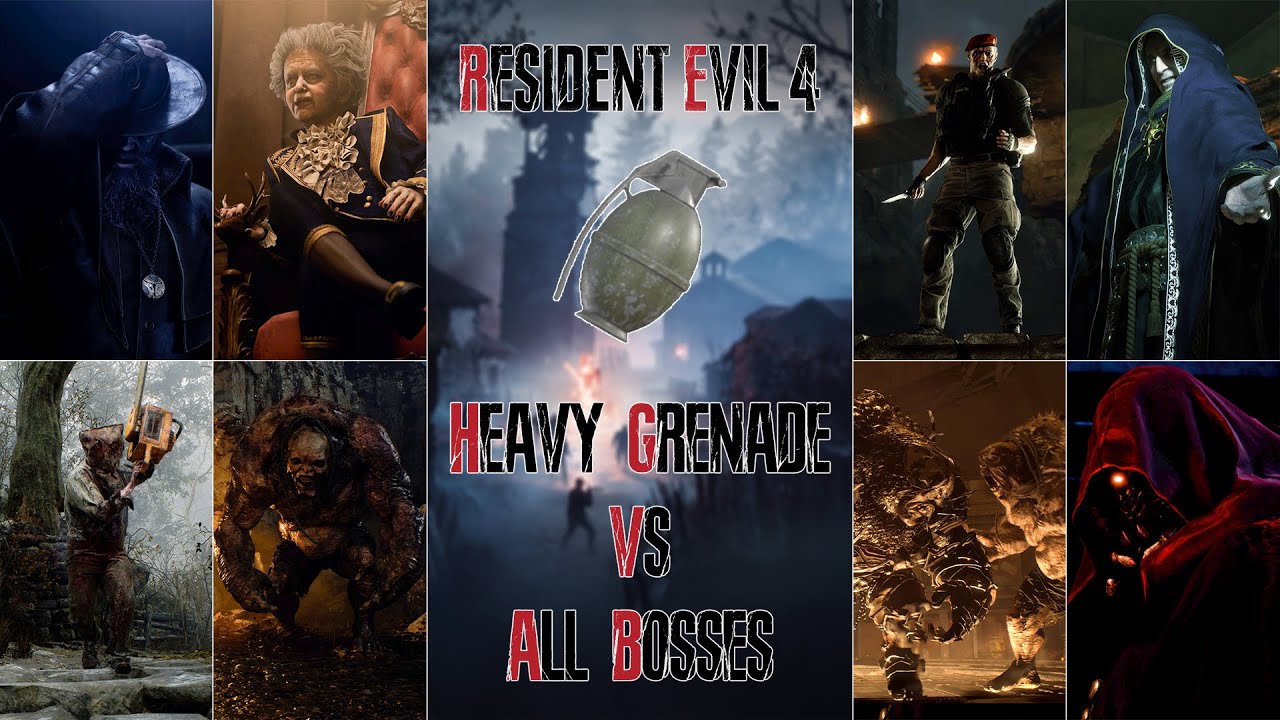 Resident Evil 4 Remake - Heavy Grenade VS All Bosses (Professional) 4K ...