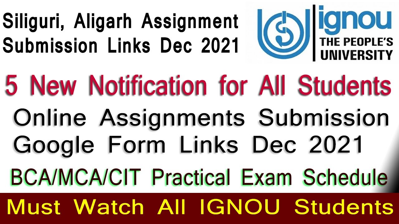 5 New Notification for all Students, IGNOU Siliguri /Aligarh RC Online ...