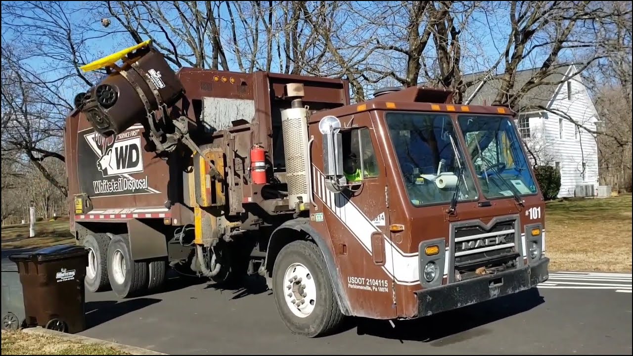 Whitetail Disposal Mack LEU Labrie Automizer side loader garbage trucks ...