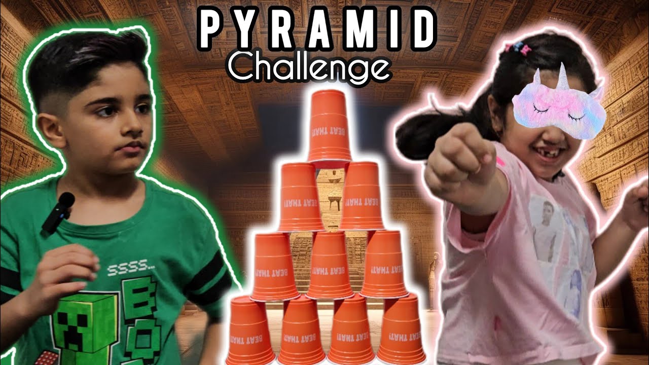 Pyramid Challenge Blindfolded Game Aiza vs Ahil | Cup Stacking Pyramid ...