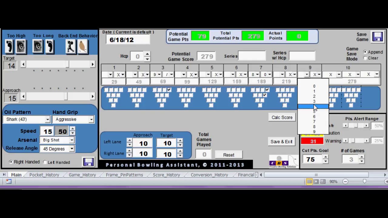 Free Personal Bowling Assistant Program (vid 2 of 2): Tracking Demo ...