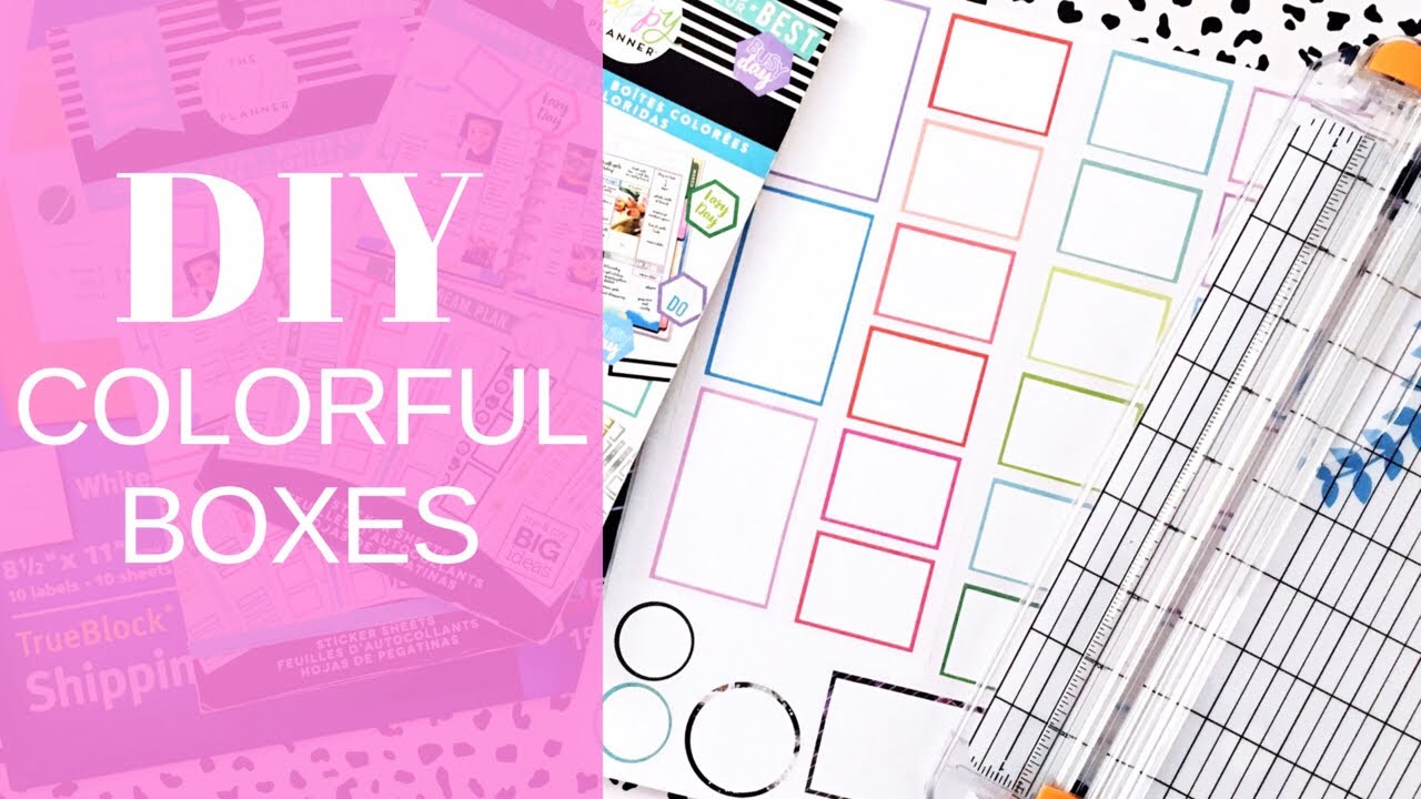 DIY COLORFUL BOXES | Happy Planner DIY Stickers - YouTube