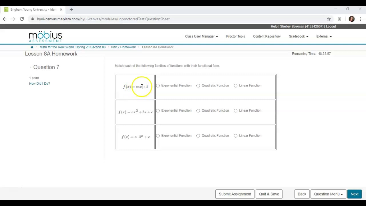 Mobius Lesson 8A Homework Question #7 - YouTube