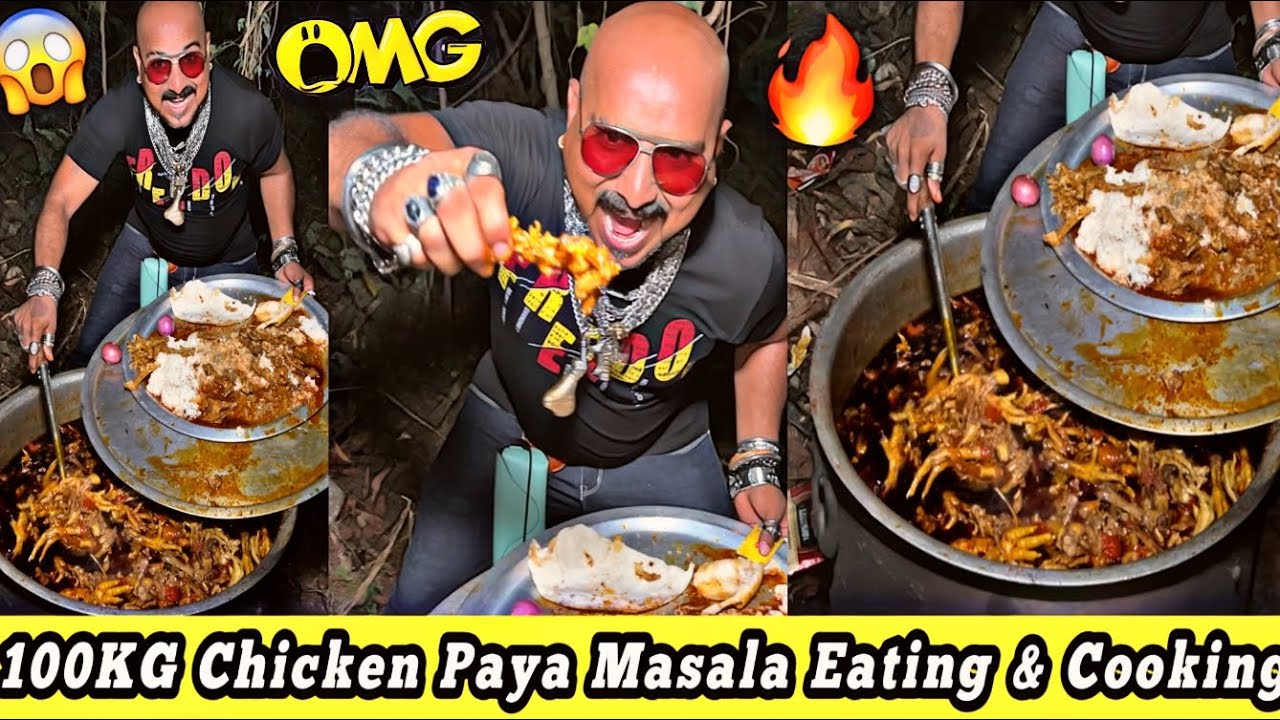 100KG Chicken Paya Masala Eating & Cooking 😍 | Ulhas Kamathe | Chicken ...