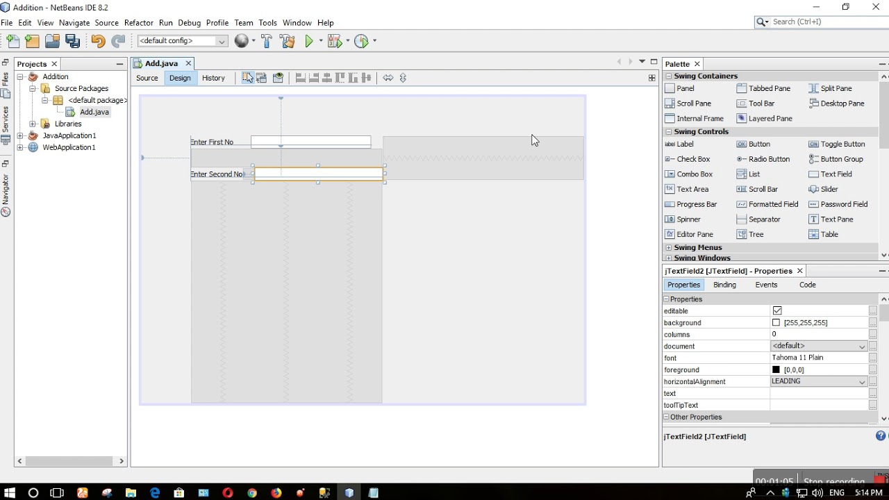 Add Two Ing Gui Netbeans In Java Youtube