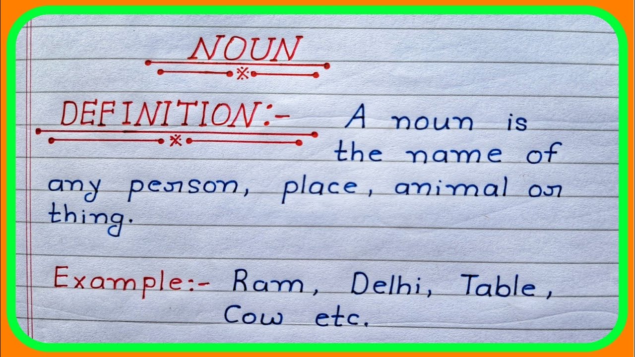 What is Noun || Definition of Noun in English || नाउन की परिभाषा ...