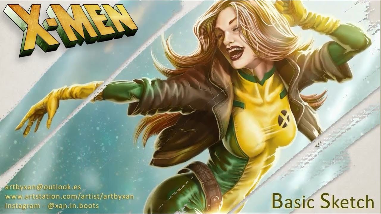 Rogue Illustration full timelapse series - 1 Basic Sketch - YouTube